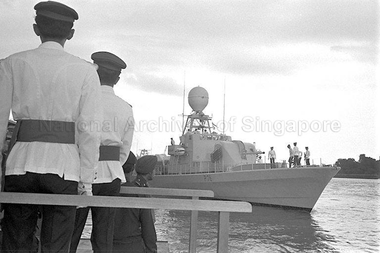 View of missile gunboat RSS Sea Wolf which led the steam-