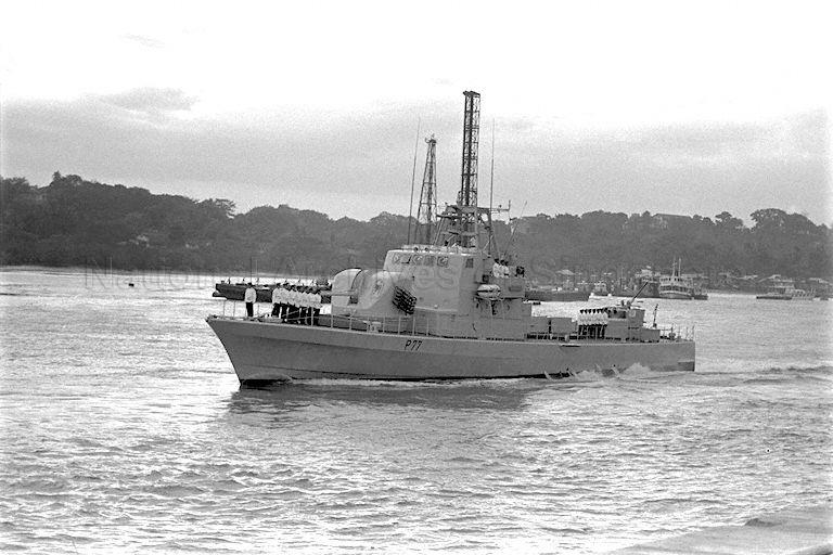 Steam-past by missile gunboat RSS Sea Lion at official