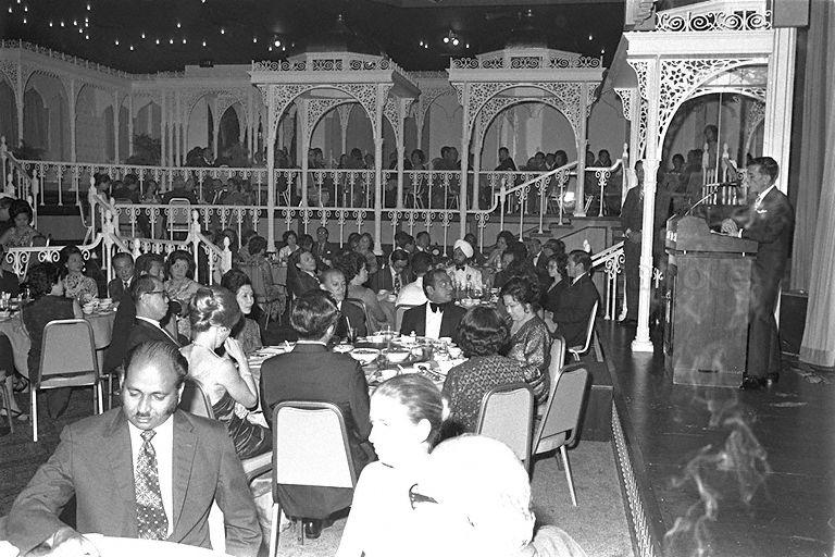 President Dr Benjamin Sheares speaking at the annual dinner