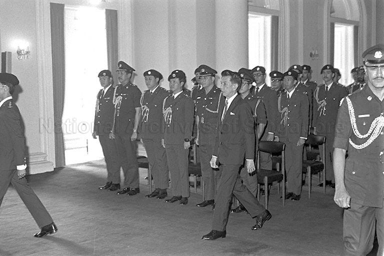 President Dr Benjamin Sheares arriving to present the