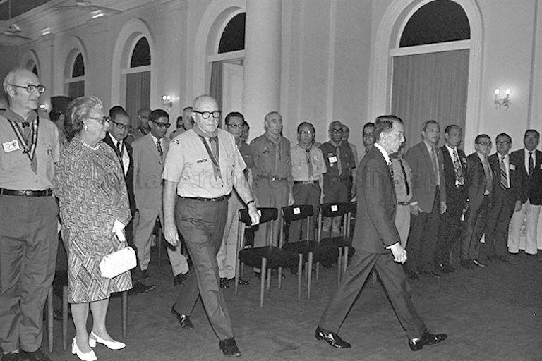 President Dr Benjamin Sheares (Singapore's Chief Scout) is