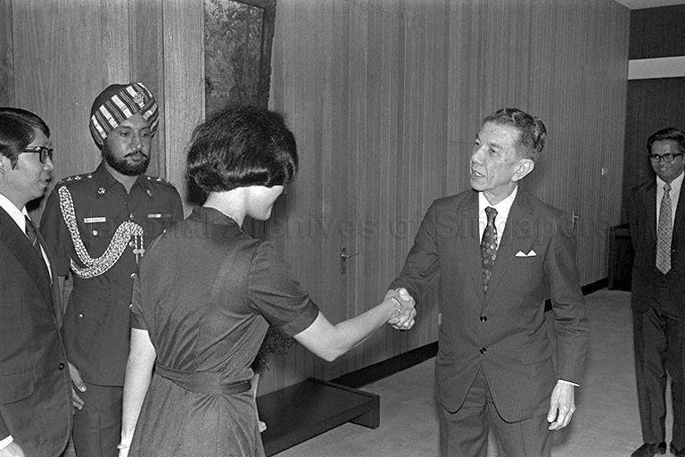 President Dr Benjamin Henry Sheares greeting Singapore's