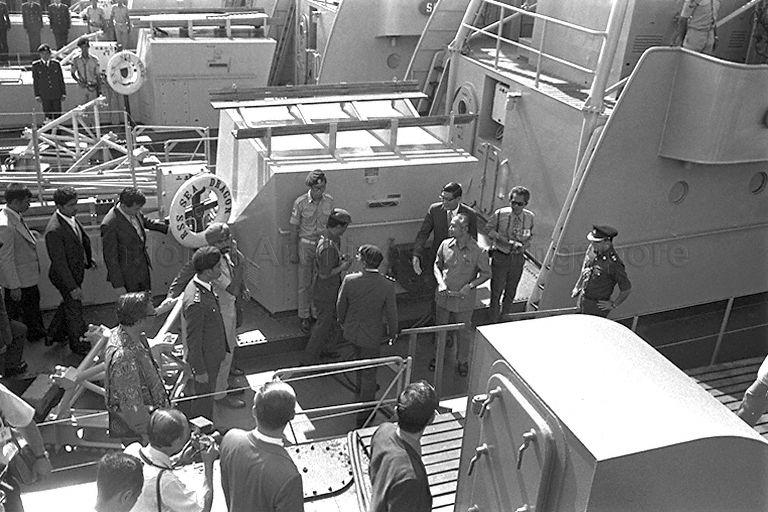 Indonesian President Suharto on board RSS Sea Dragon, a