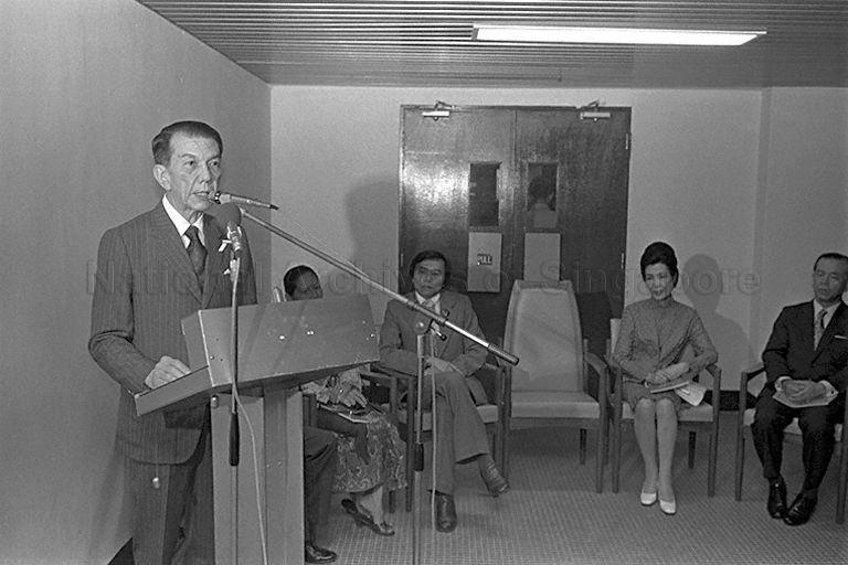 President Dr Benjamin Henry Sheares speaking at opening of