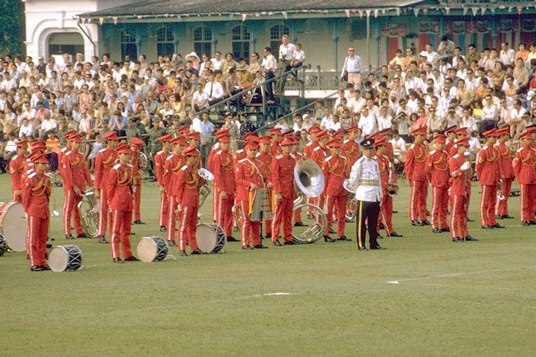 National Day Parade 1970 at the Padang - Band contingent