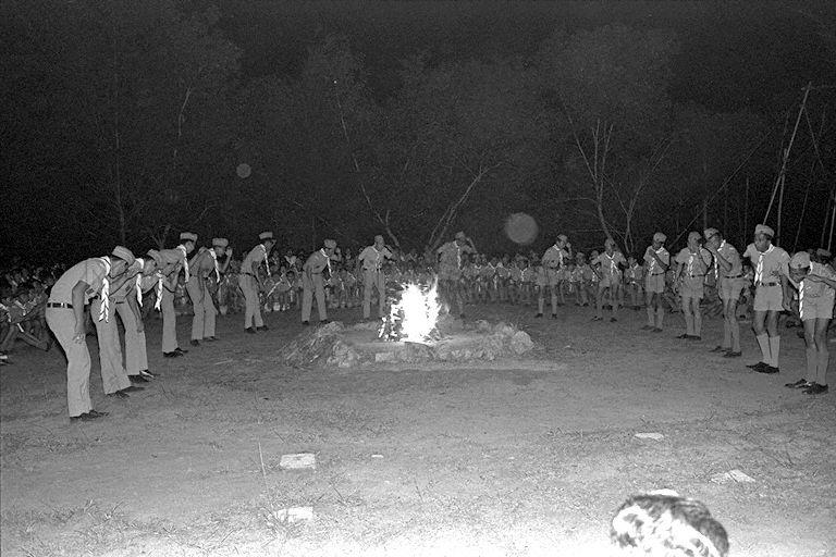 Picture of the scouts' campfire at Sarimbun Scout camp, off