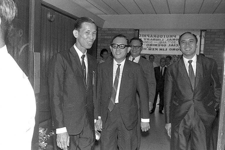 Minister for Home Affairs Dr Wong Lin Ken (centre) arriving
