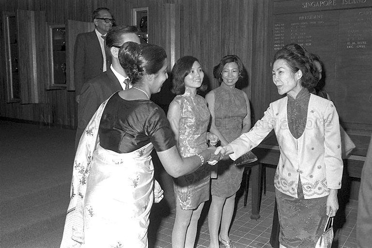 First Lady Madam Yeo Seh Geok (right) bidding goodbye after