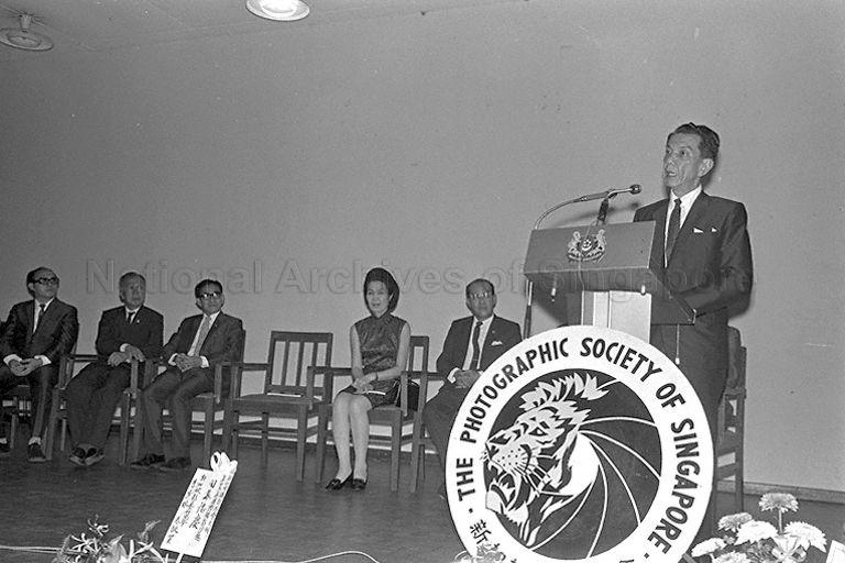 President Dr Benjamin Henry Sheares giving a speech at the