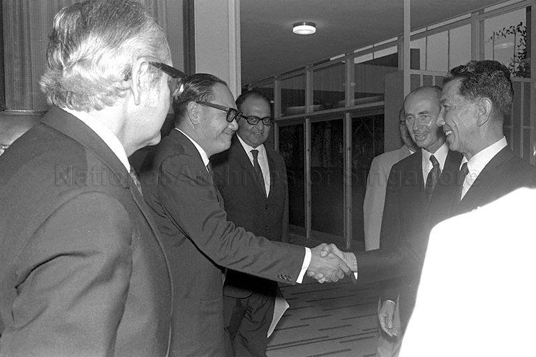 President Dr Benjamin Henry Sheares being greeted upon