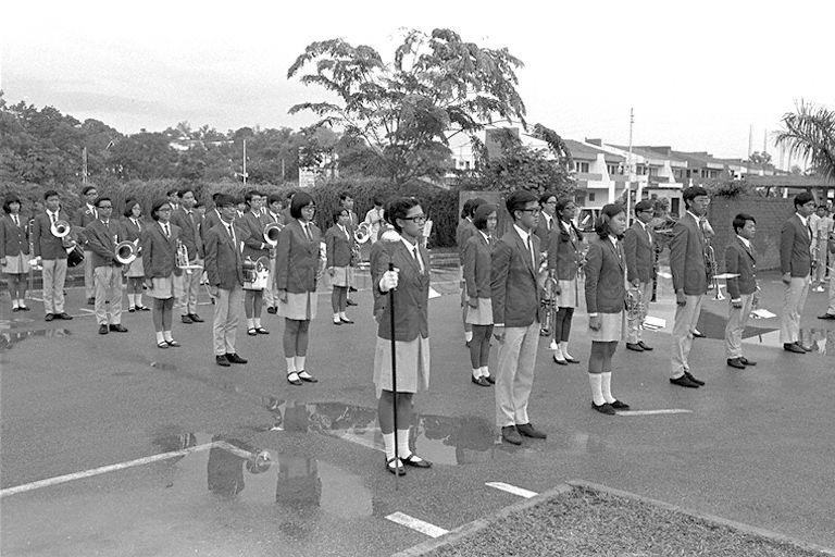 National Junior College (NJC) band at welcome ceremony for