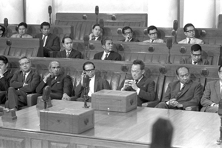 (Front row, right) Minister of Defence Dr Goh Keng Swee,