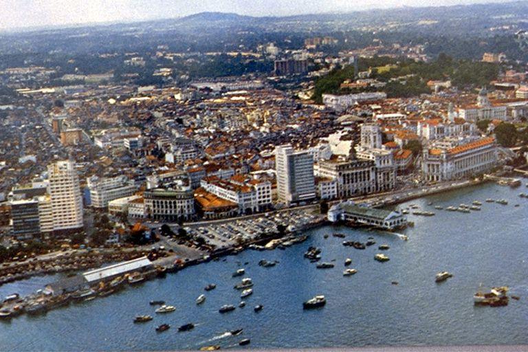 Aerial view of Clifford Pier and buildings at Collyer Quay,