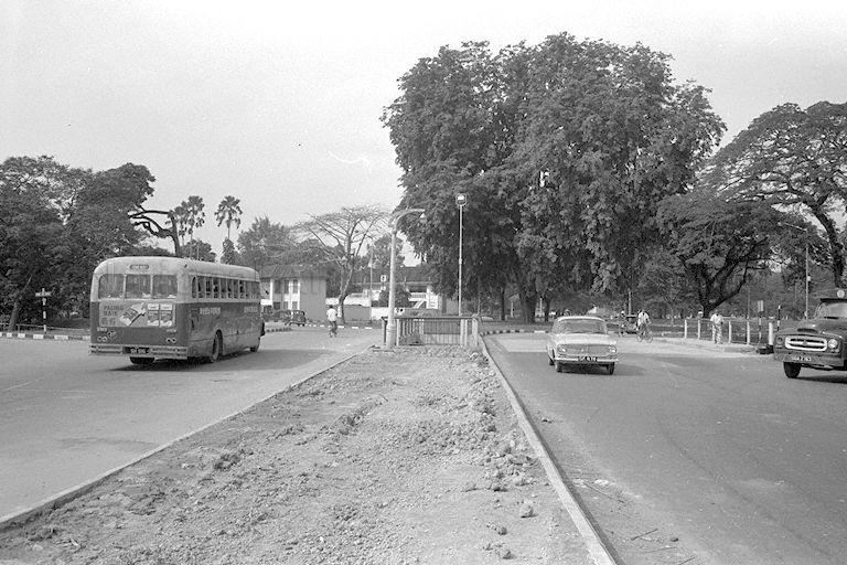 Construction of road median by Public Works Department (PWD