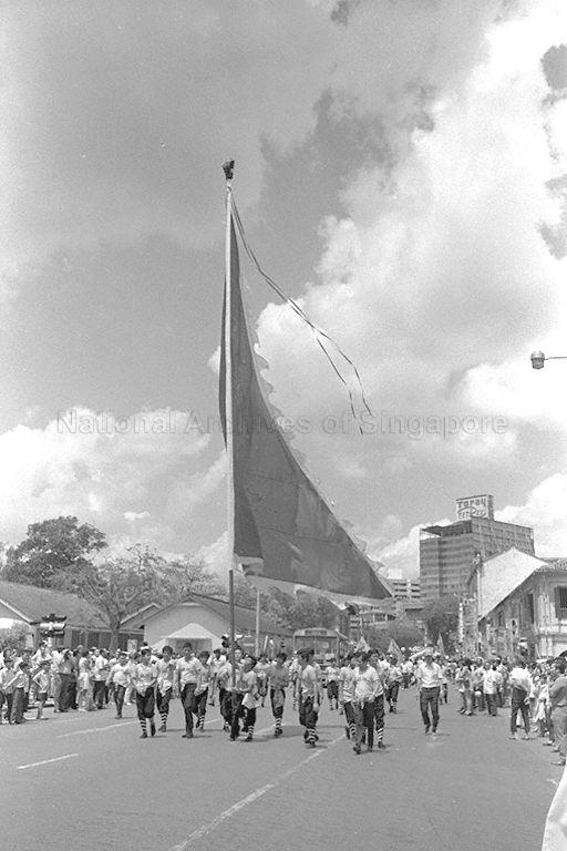 The big flag performance at Chingay procession jointly