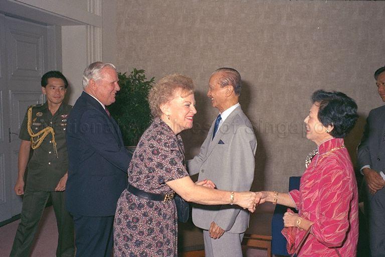 President Wee Kim Wee and First Lady exchanging greetings