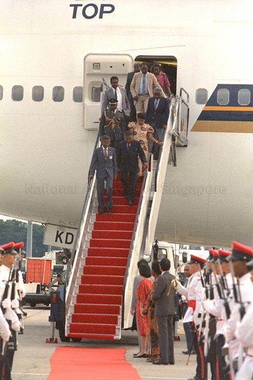 President of Tanzania Ali Hassan Mwinyi (front, right) and