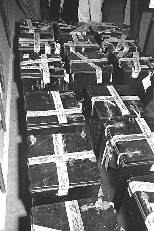 Sealed ballot boxes on polling day of Legislative Assembly