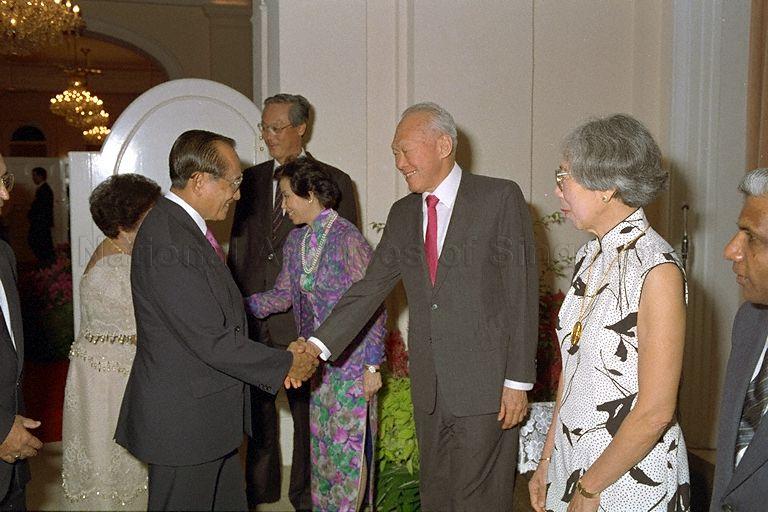 Senior Minister Lee Kuan Yew, accompanied by his wife, Kwa