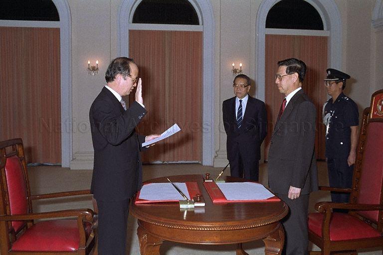 Taken at: President Ong Teng Cheong at the swearing-in of