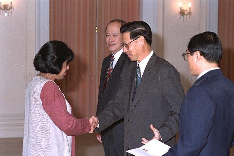 President Ong Teng Cheong congratulating Nominated Member of