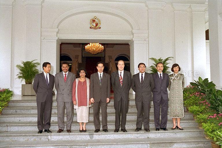 President Ong Teng Cheong (fourth from left) and Speaker of