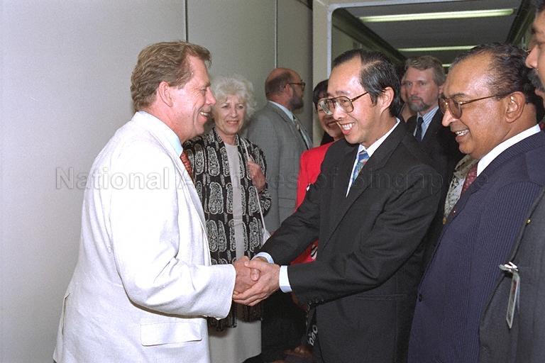 Czech President Vaclav bidding goodbye to Minister of State