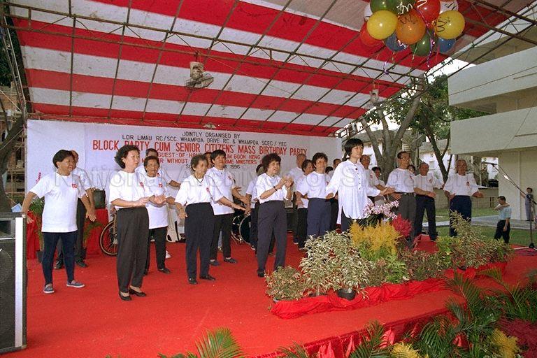 Performance by residents during community visit to Kallang
