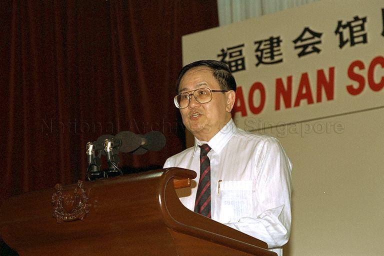Principal of Tao Nan School Tan Yock Leng speaking at the