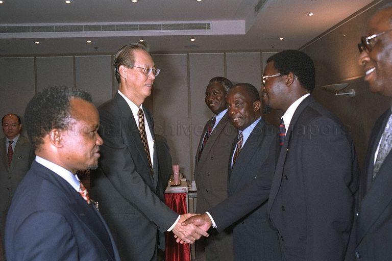 Prime Minister Goh Chok Tong being introduced to a member of