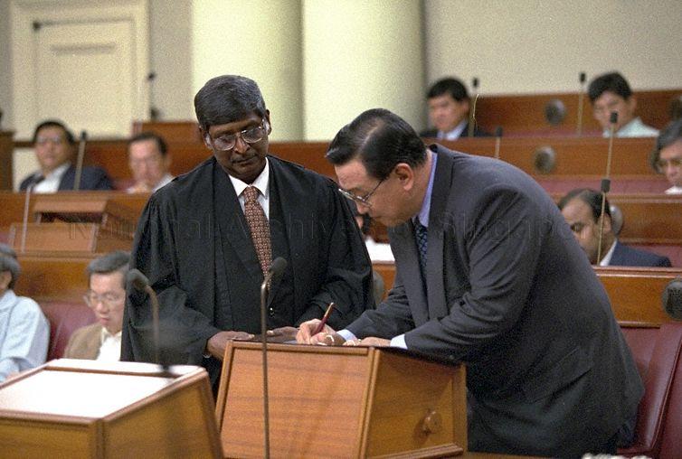 Gerard Ee taking his oath of allegiance as Nominated Member