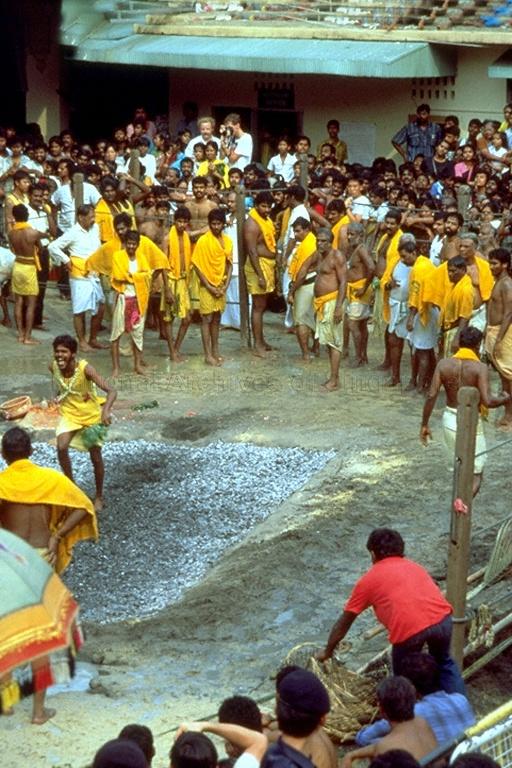 View of fire-walking ceremony at Sri Mariamman Temple during