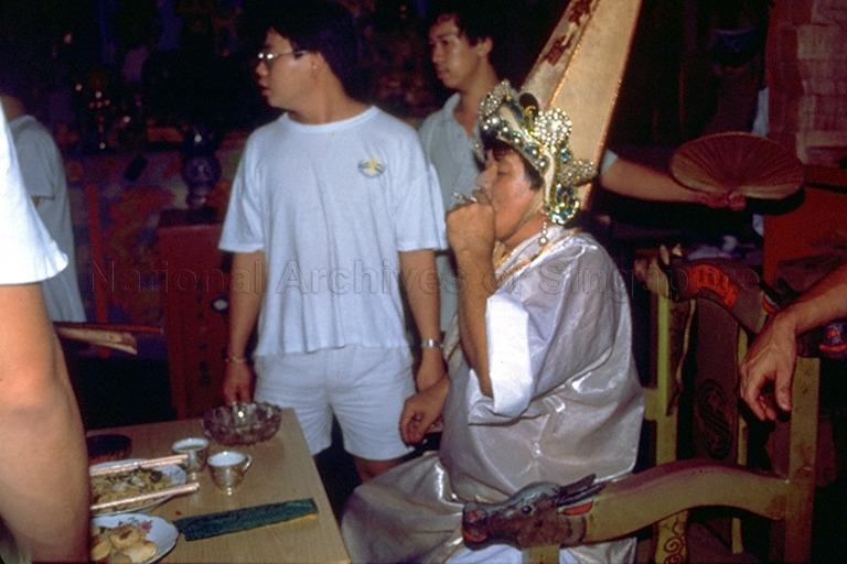 Medium (tangki) in a trance during ritual at Taoist temple