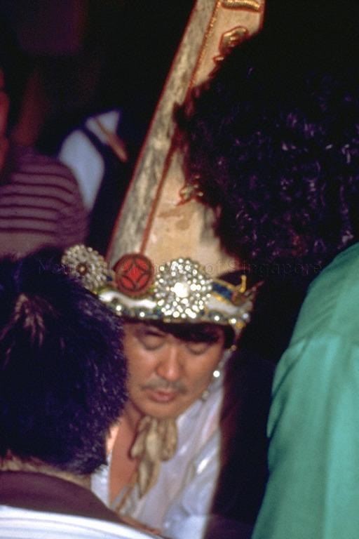Medium (tangki) in a trance during ritual at Taoist temple