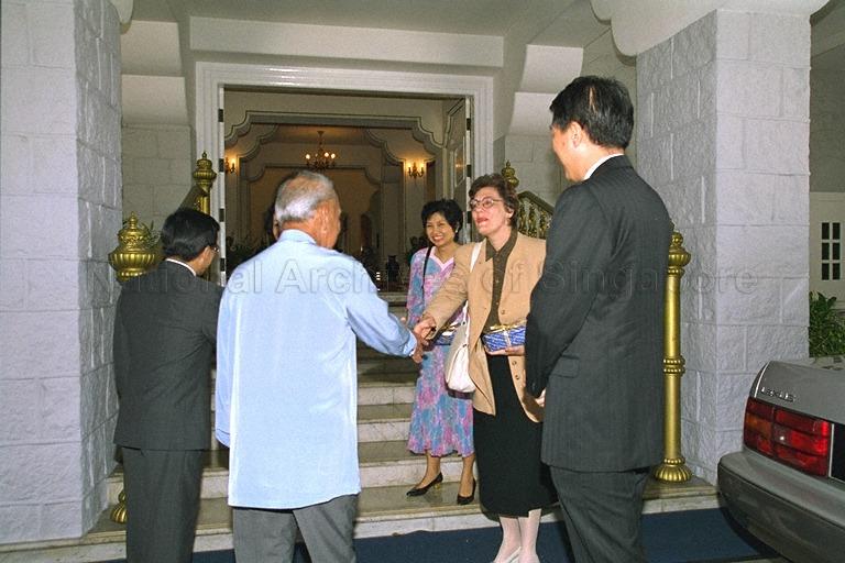 Sultan Mahmood Iskandar of Johor (second from left, back to