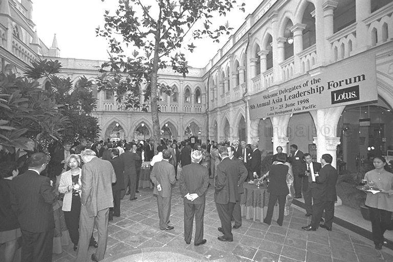 Guests and delegates interacting at CHIJMES Courtyard before