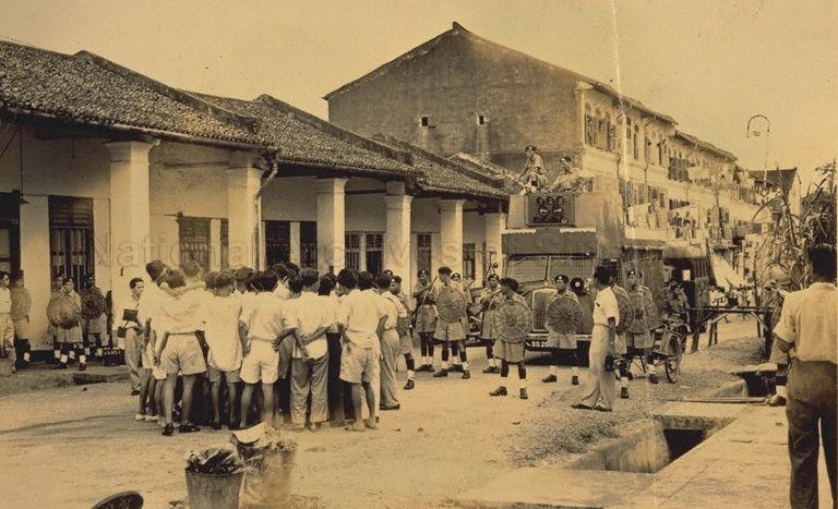 Police erect barricades in Chinatown during the Hock Lee bus