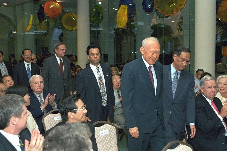 Senior Minister Lee Kuan Yew accompanied by National