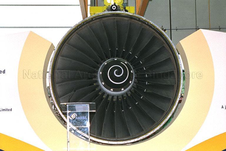 View of the stage with Rolls-Royce's Trent engine as the