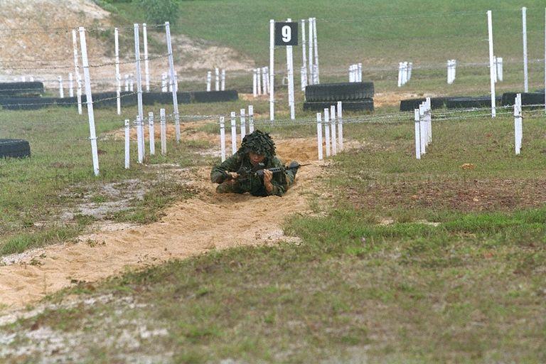 Recruit taking part in Battle Inoculation Course