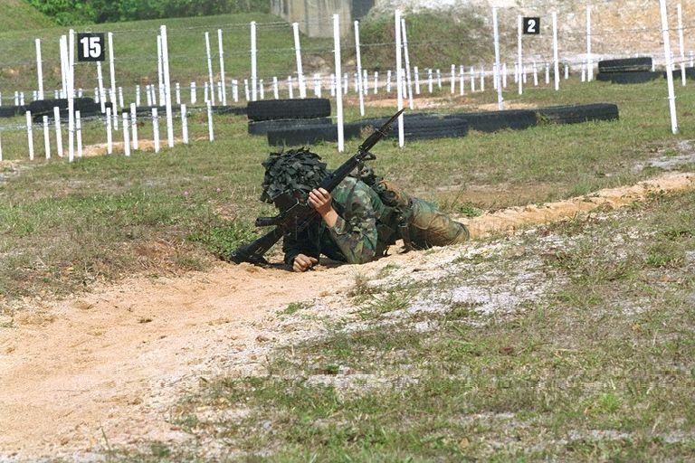 Recruit taking part in Battle Inoculation Course