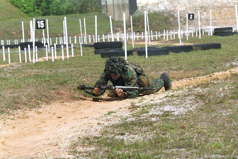 Recruit taking part in Battle Inoculation Course