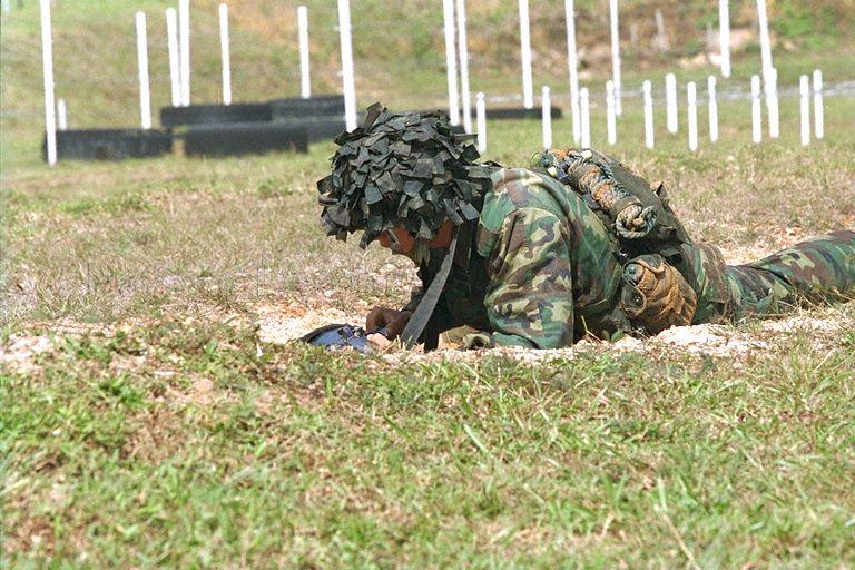Recruit taking part in Battle Inoculation Course