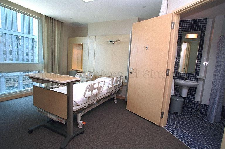 View of patient room in Raffles Hospital. The private