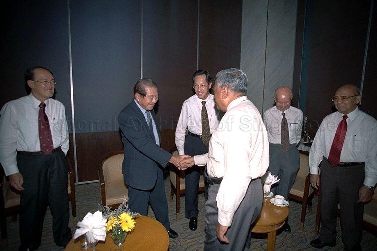 President S R Nathan greeting Director of Temasek Holdings