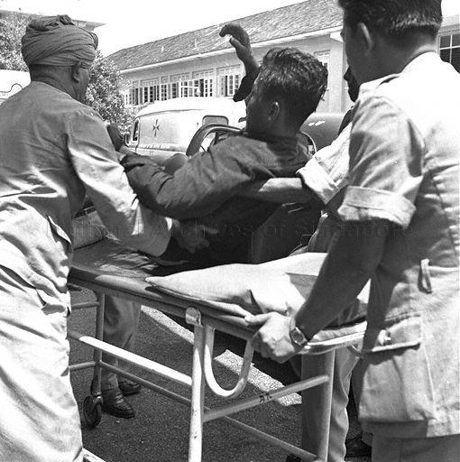 RIOT CASUALTIES ARRIVING AT THE GENERAL HOSPITAL