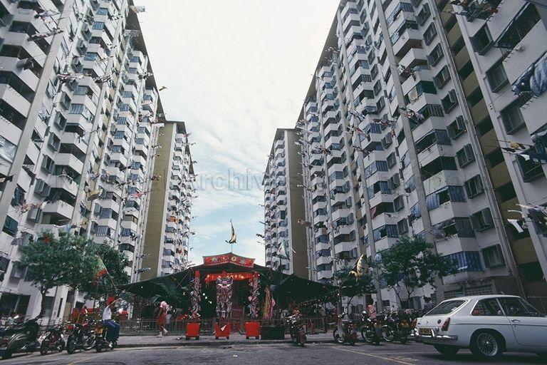 WIDE-ANGLE VIEW OF HOUSING AND DEVELOPMENT BOARD (HDB) FLATS