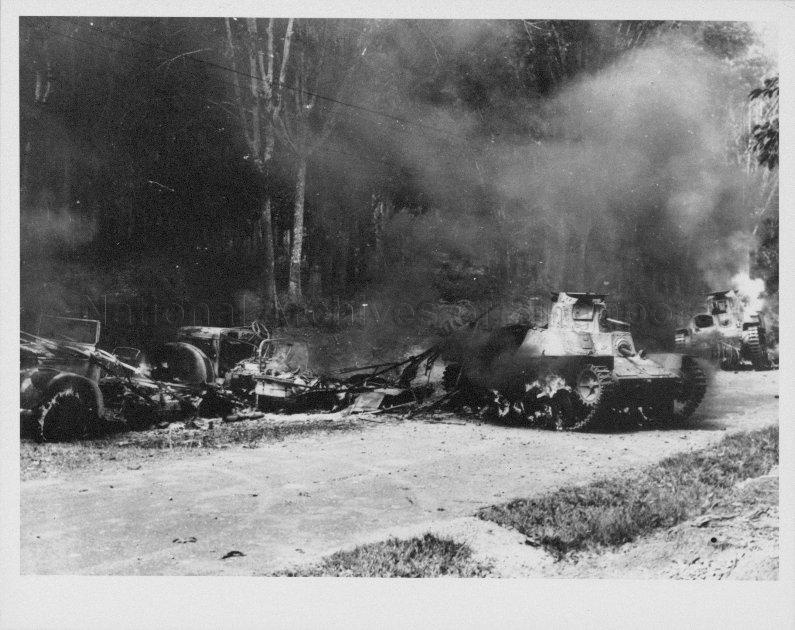 MALAYA. TWO JAPANESE TANKS TYPE 95 HA-GO LIGHT TANKS