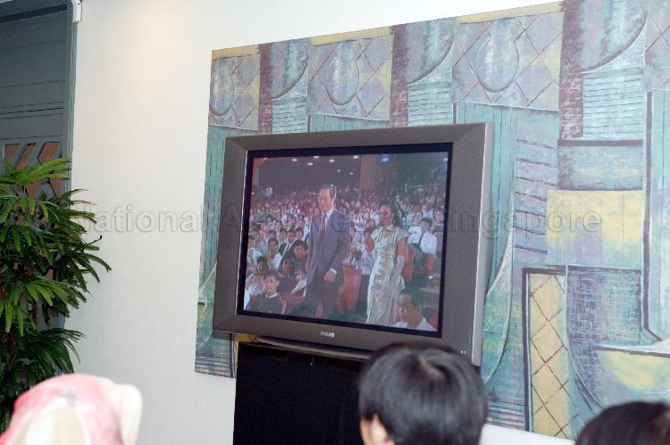 Staff of Mediacorp watching TV show "Star Search 1988"