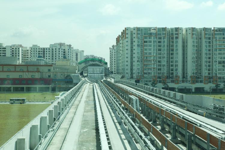 A section of Light Rapid Transit (LRT) tracks at Sengkang